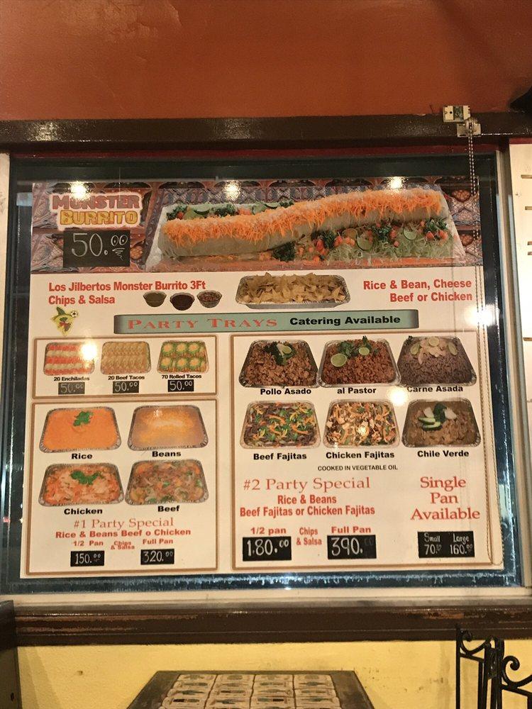 Menu at Los Jilberto's Taco Shop restaurant, Riverside