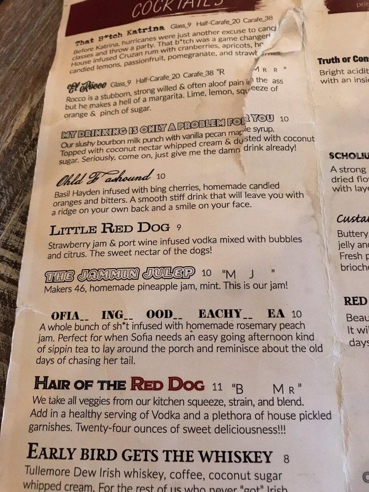 Menu at Red Dog Diner pub & bar, New Orleans