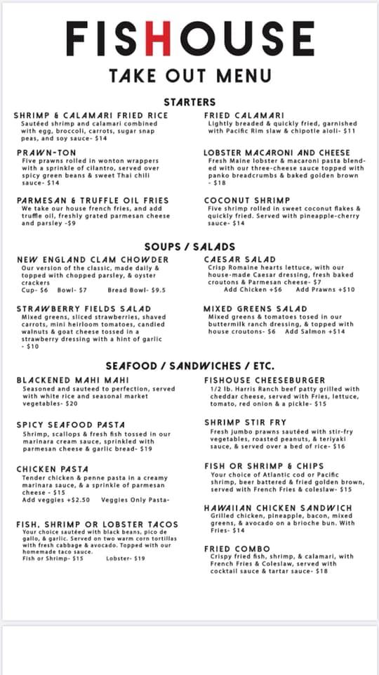 Menu at Santa Barbara FisHouse, Santa Barbara