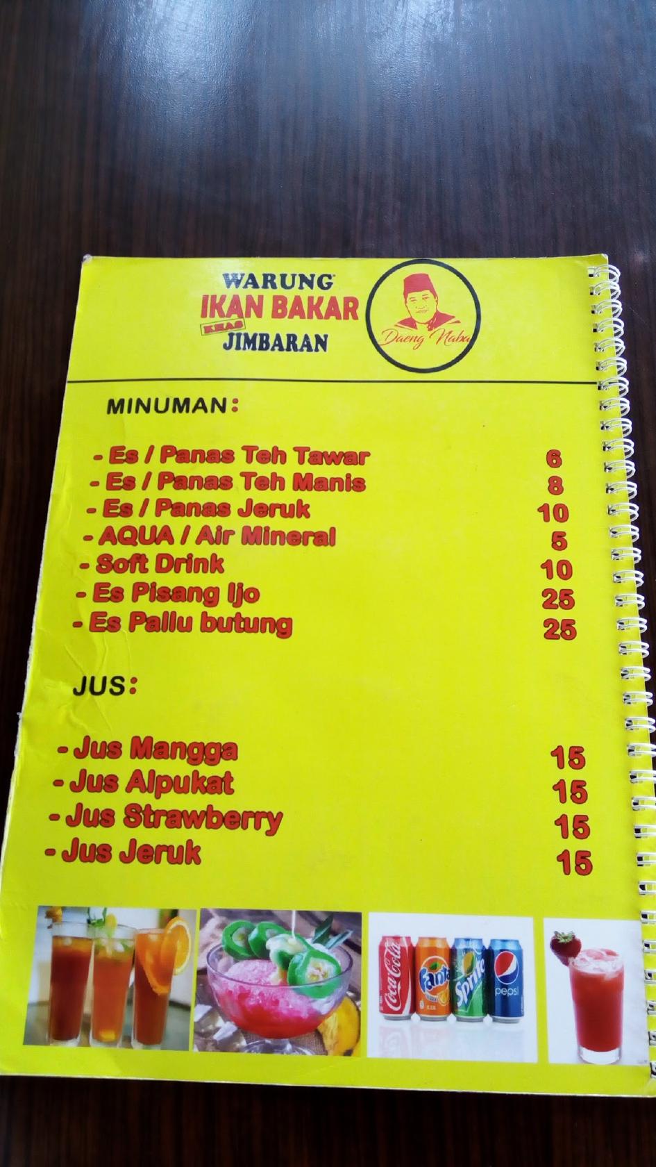 Menu at Warung Ikan Bakar Khas Jimbaran Daeng Naba, Kuta Selatan, Jl ...