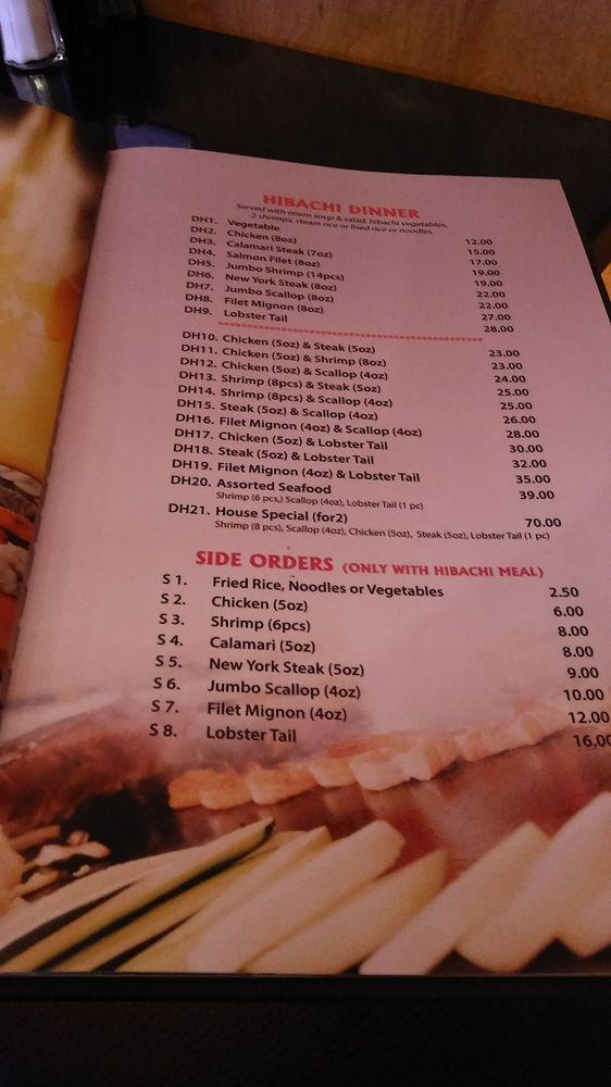 Menu at Yoko Japanese Kitchen restaurant, Cypress