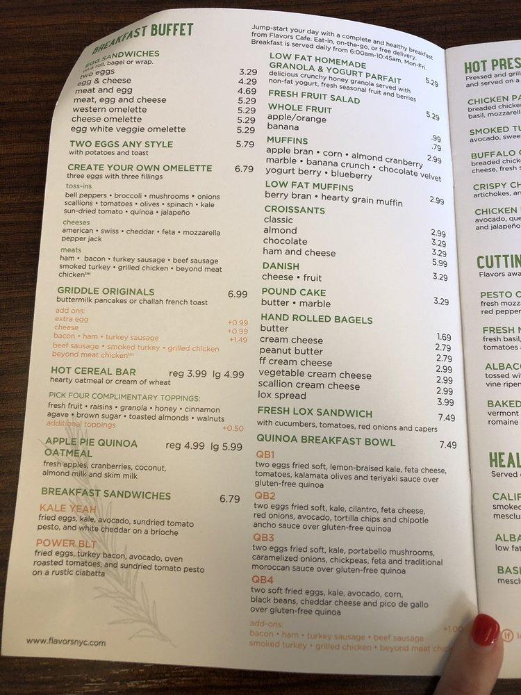 Menu at Flavors Cafe, New York City, 27 Whitehall St