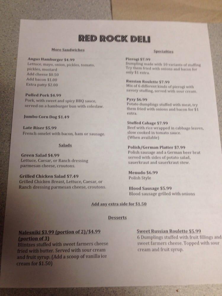 Menu at Red Rock Deli restaurant, Albuquerque, San Mateo Pl NE