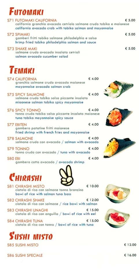 Menu at Sumo Sushi restaurant, Reana del Rojale
