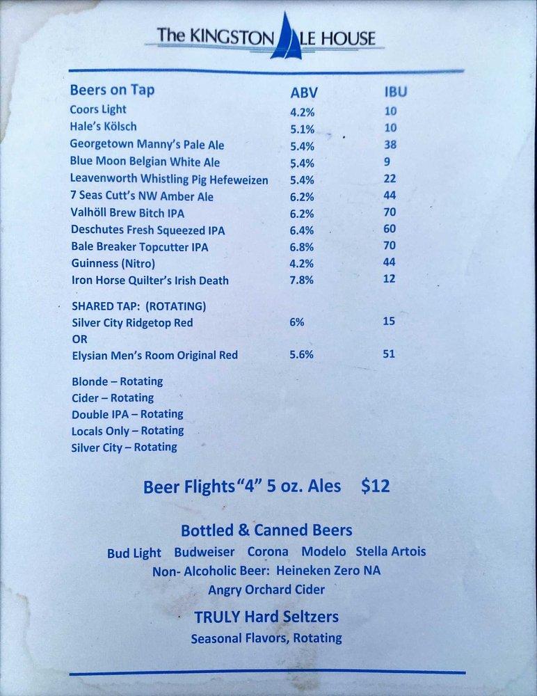 Menu at The Kingston Ale House pub & bar, Kingston