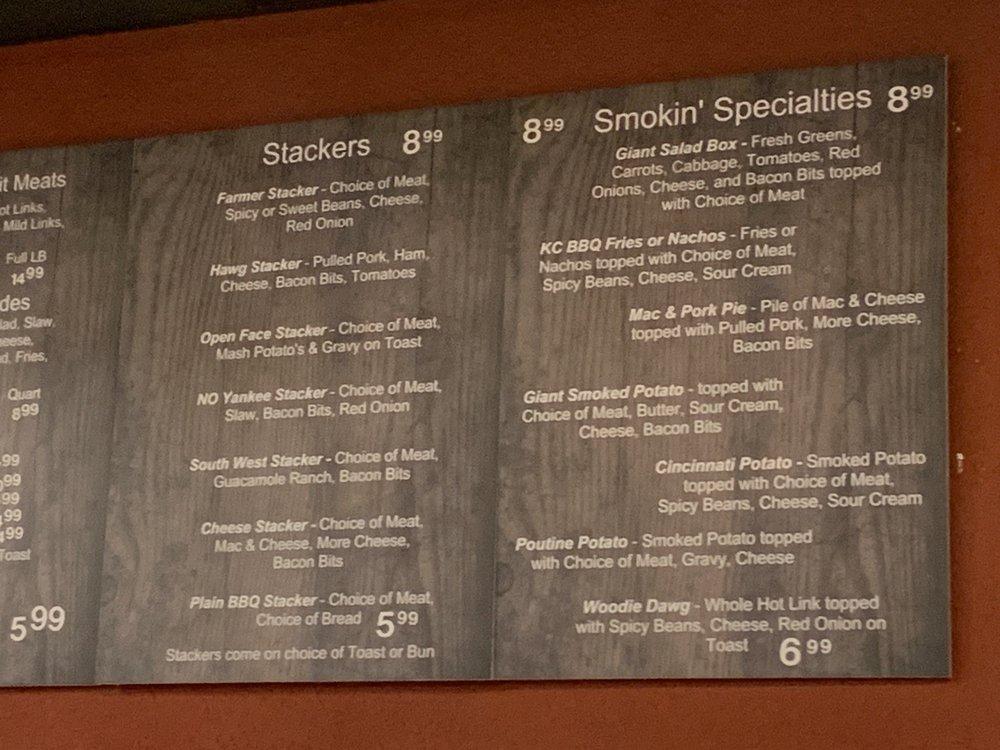 Menu at Woodies Smokehouse BBQ, McPherson, E Kansas Ave