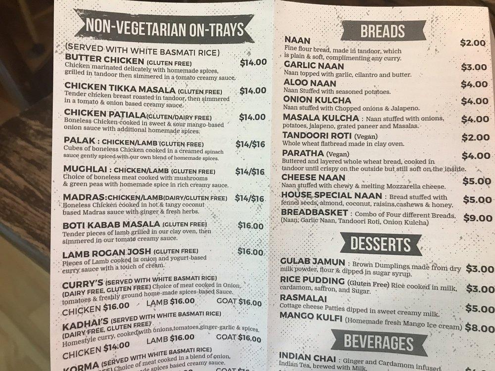 Menu at Aamchi Mumbai Indian Cuisine restaurant, Petoskey