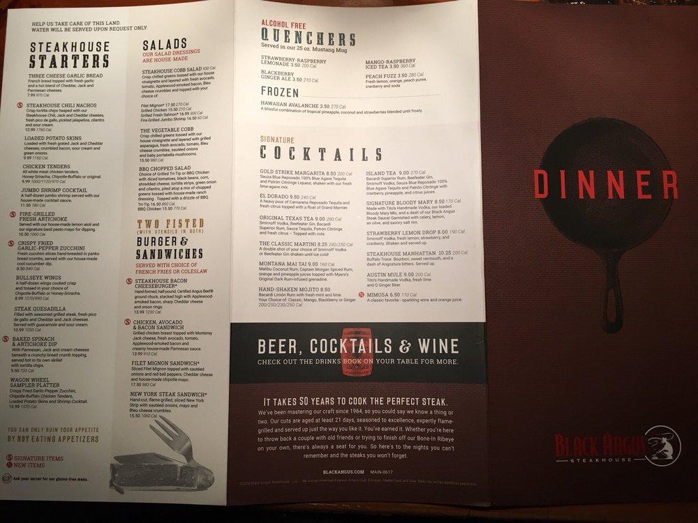 Menu at Black Angus Steakhouse, Citrus Heights, Greenback Ln