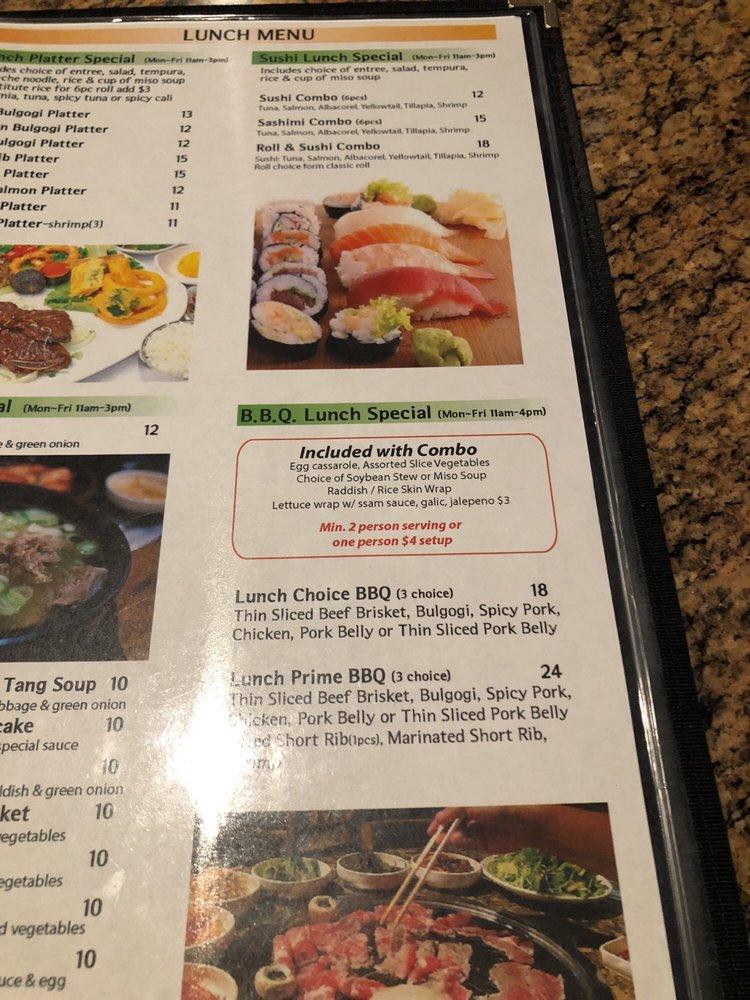 Carta de Kalbi King Korean BBQ & Sushi, Bakersfield