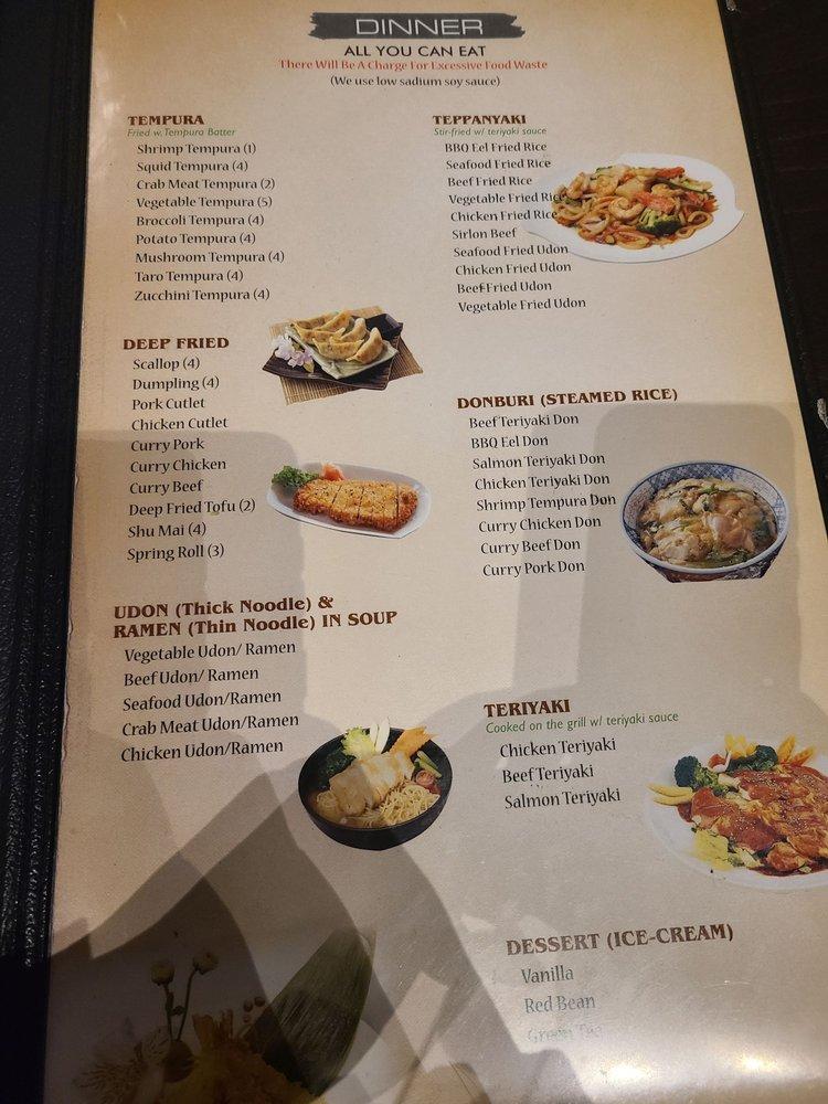 Menu at Akame Sushi restaurant, Maple Grove