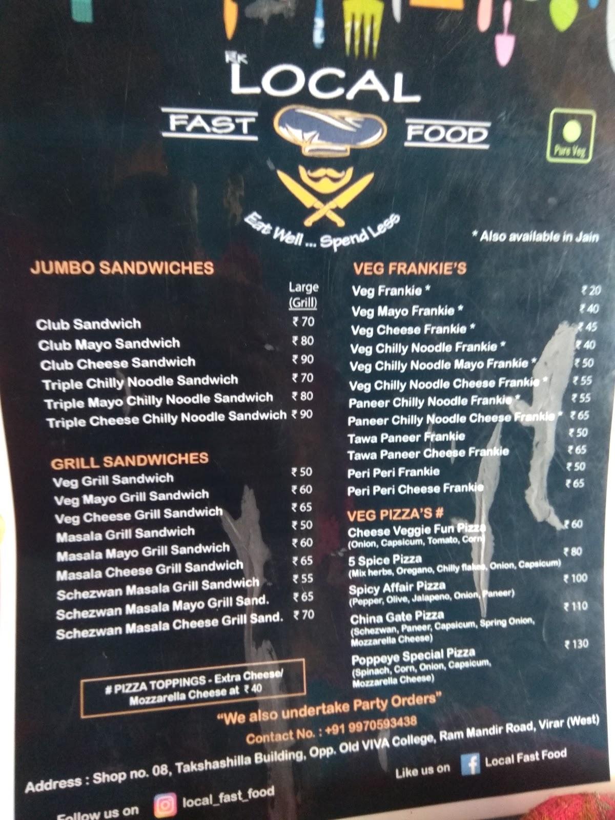 Menu at Local Bites, Virar