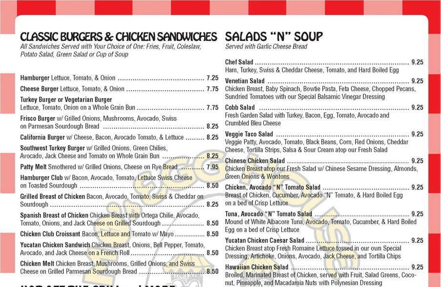Menu at Mo's Egg House restaurant, Temecula