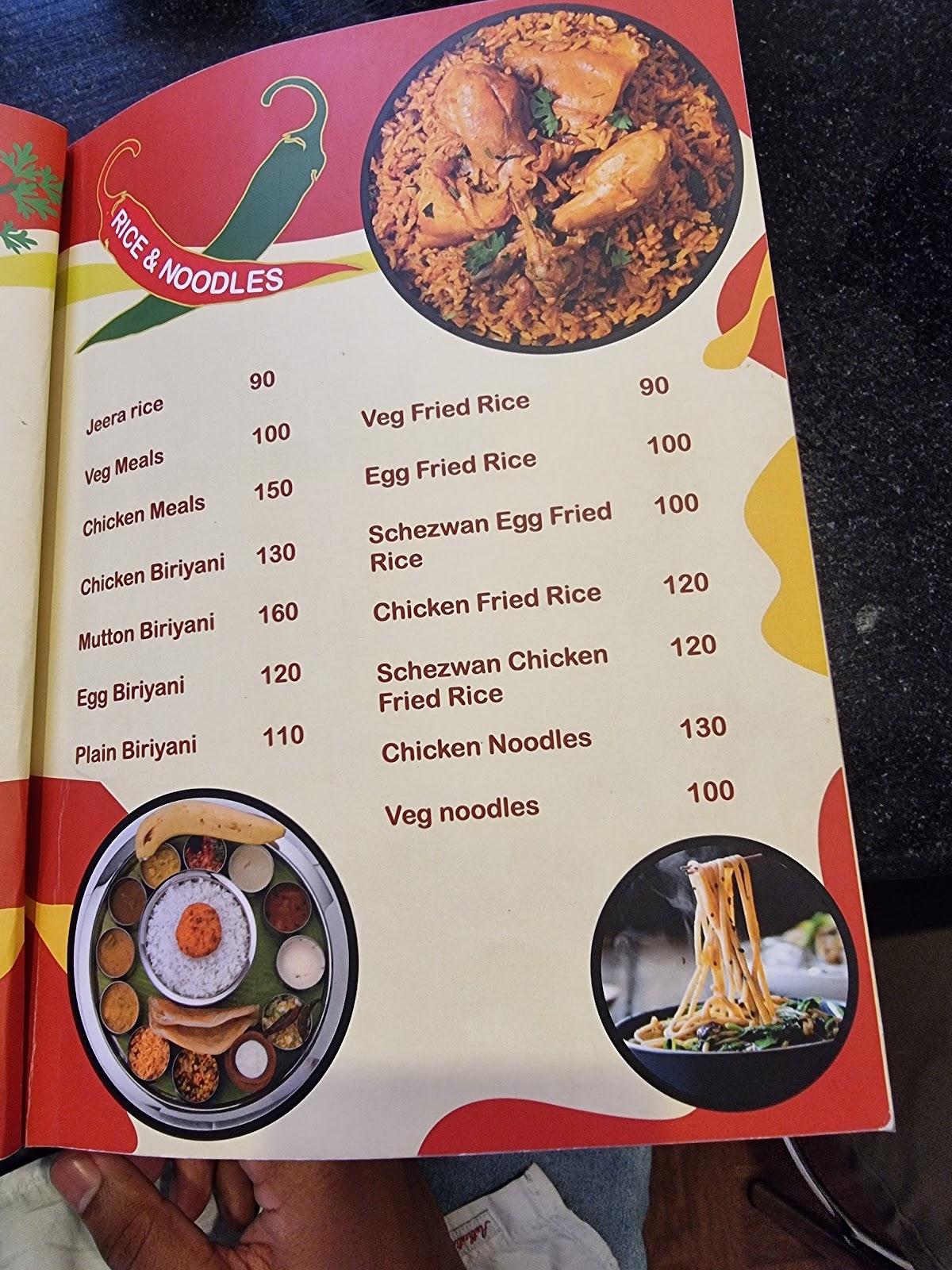 Menu at Shri Kumar's, India
