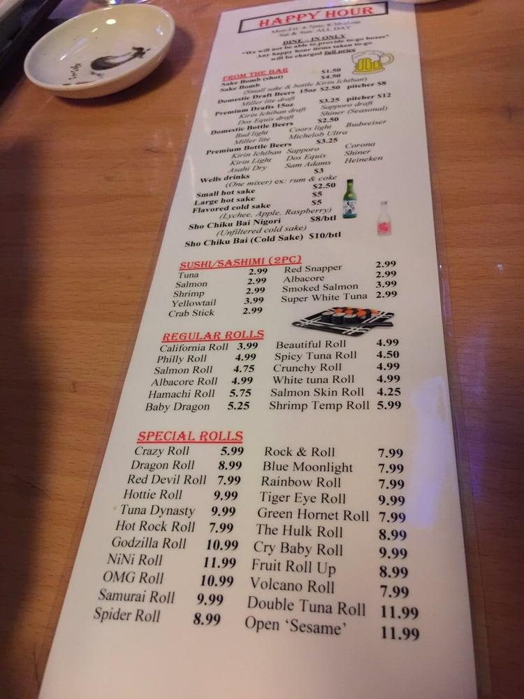 Menu at Sushi NiNi restaurant, Round Rock