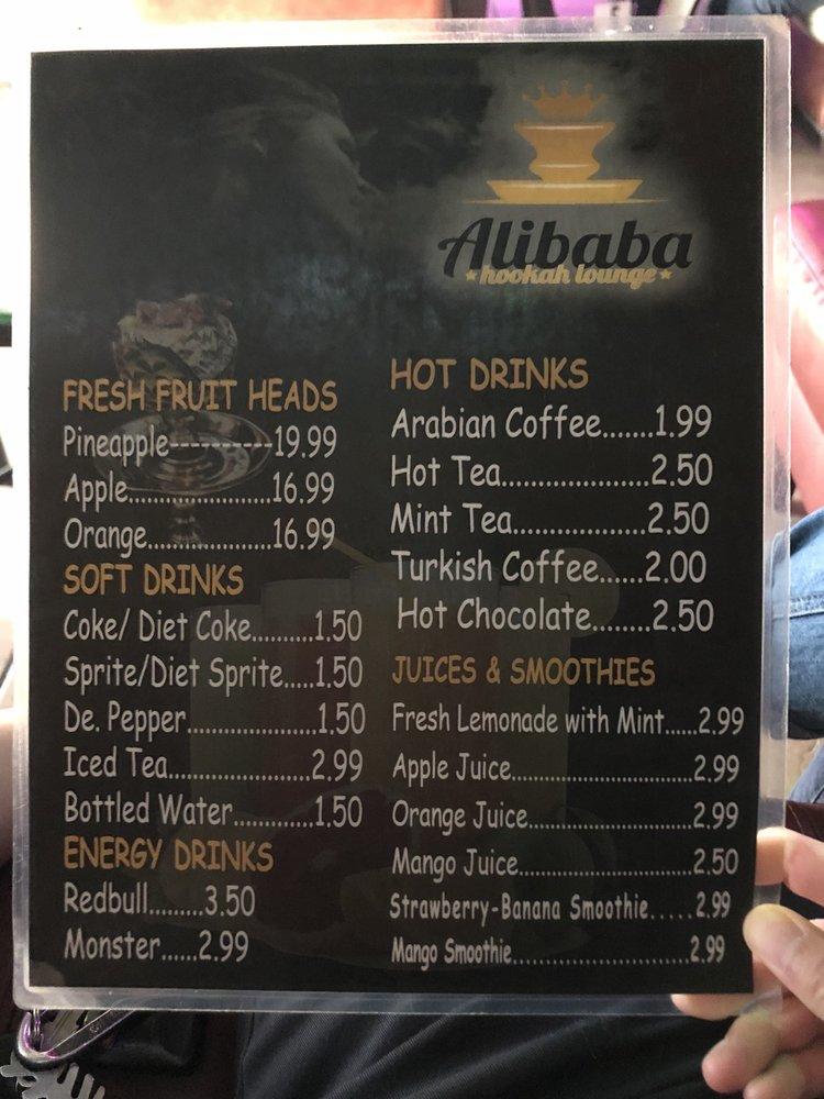 Menu at Alibaba Hookah Lounge pub & bar, Tempe