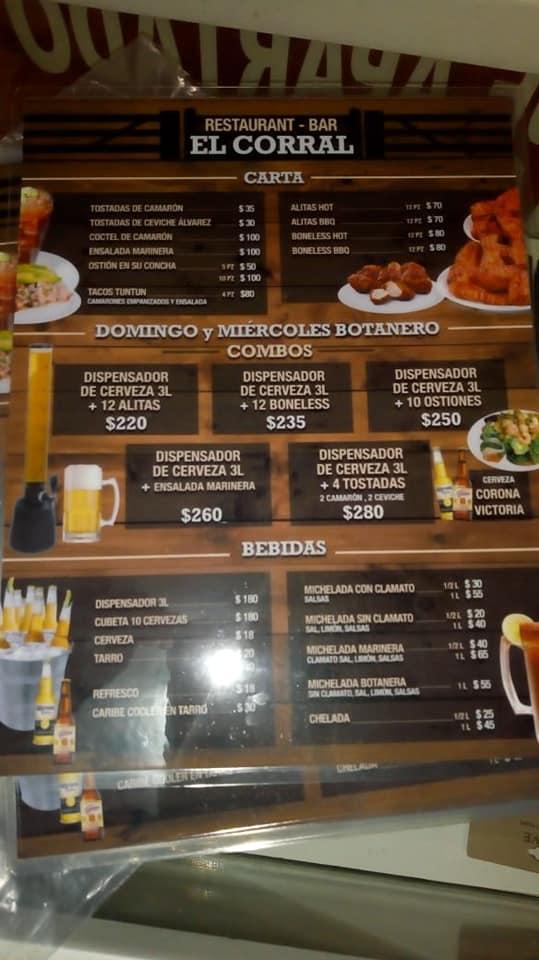 Menu at El Corral Bar Kikis, Venado