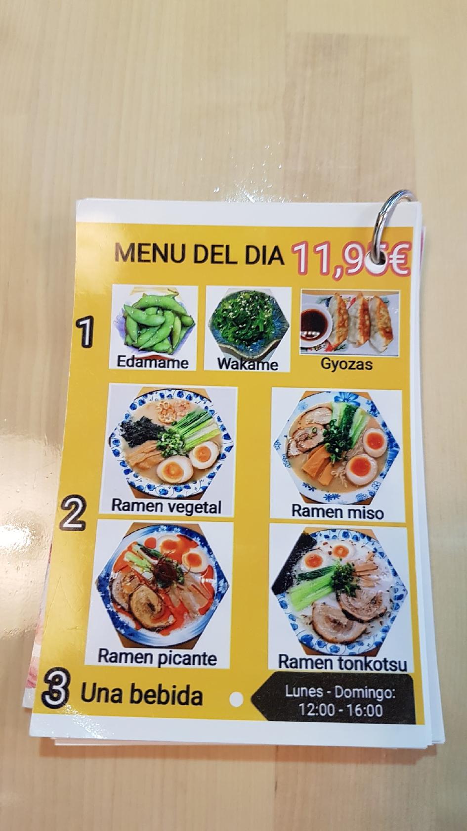 Menu at Hakata Ramen ( Benidorm) restaurant, Benidorm