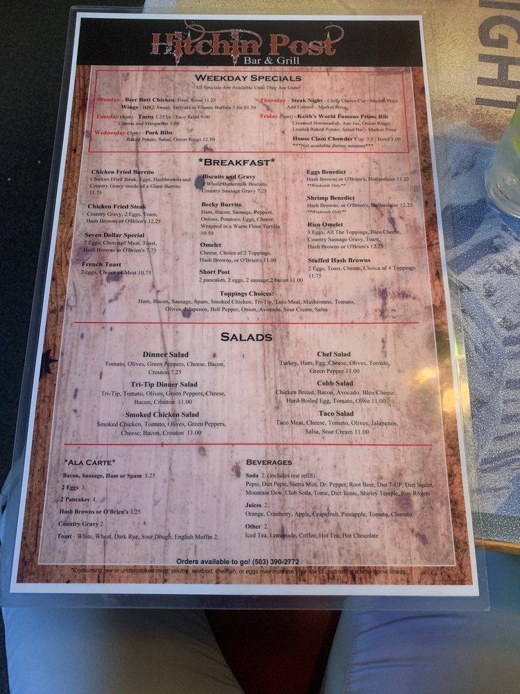Menu at Hitchin' Post pub & bar, Salem