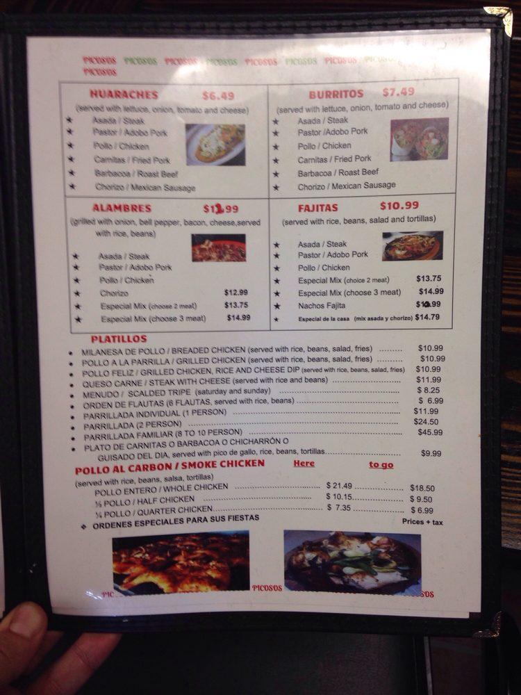 Menu at Picosos restaurant, Memphis, Summer Ave