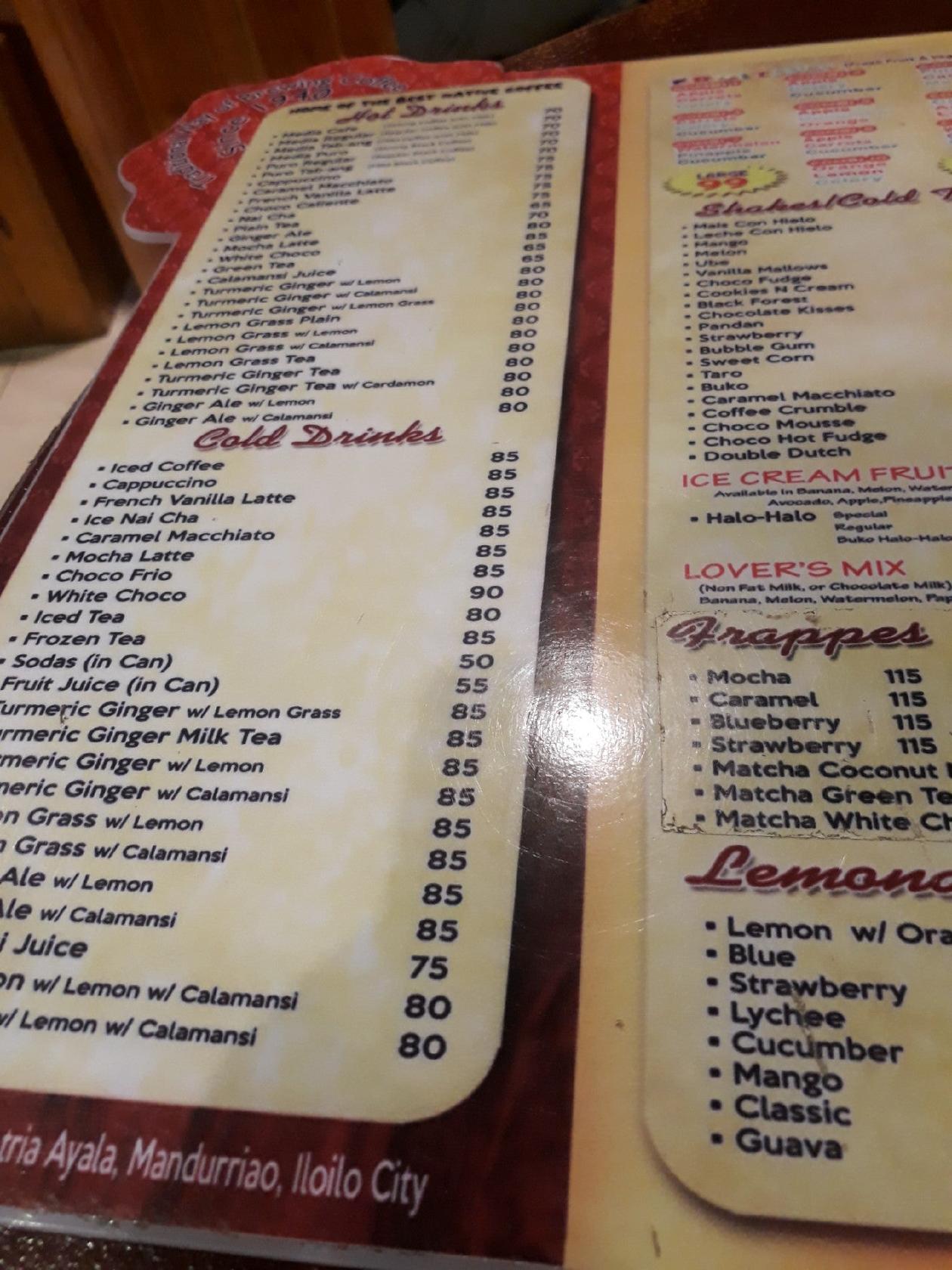 Menu at Madge Cafe, Iloilo City, Shops at Atria
