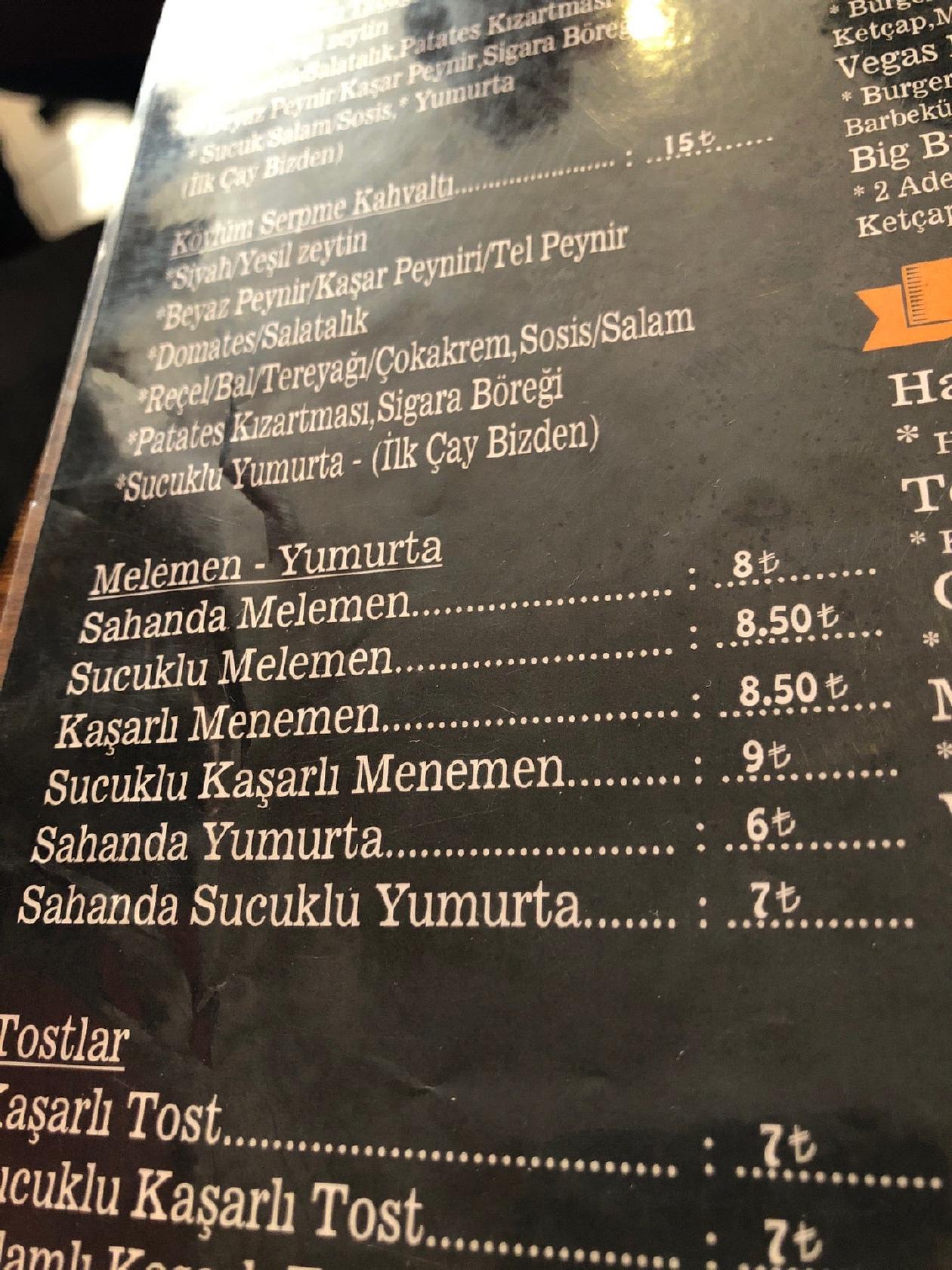 Menu at Mira Cafe, Karabük, 100. Yıl Mah.