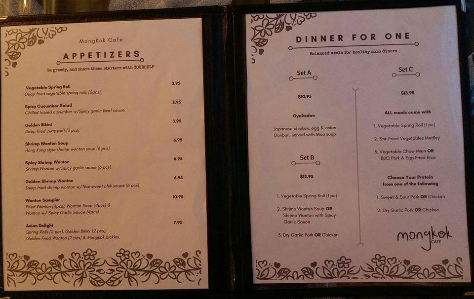 Menu at Mongkok Cafe @Chase Country Inn, Chase