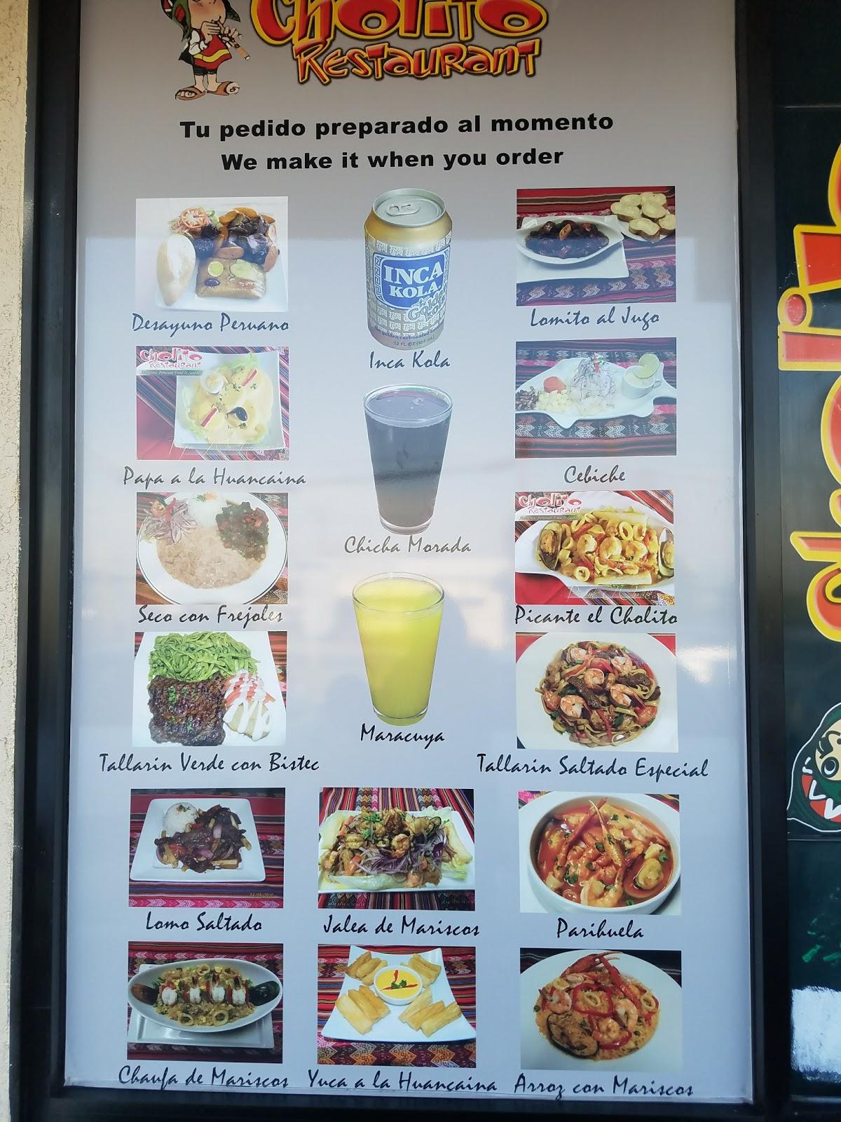 Menu at Parrilla's Cholito restaurant, Downey
