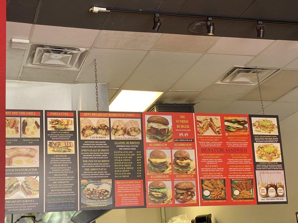 Menu at Springdale Cafe, Huntington Beach
