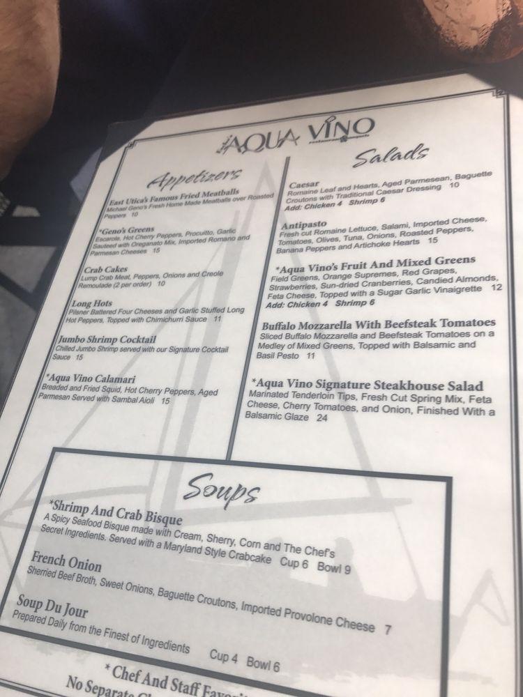 Menu at Aqua Vino Restaurant, Utica