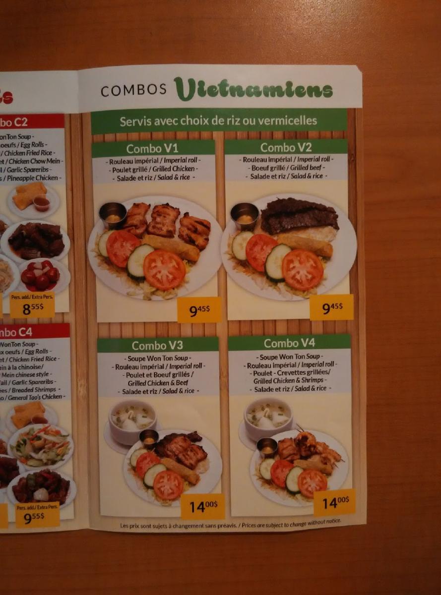 Menu at Restaurant Kim San, Montréal