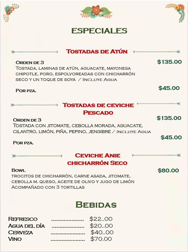Menu at El tazón restaurant, Mexico City, Av. Lomas de Sotelo 1102