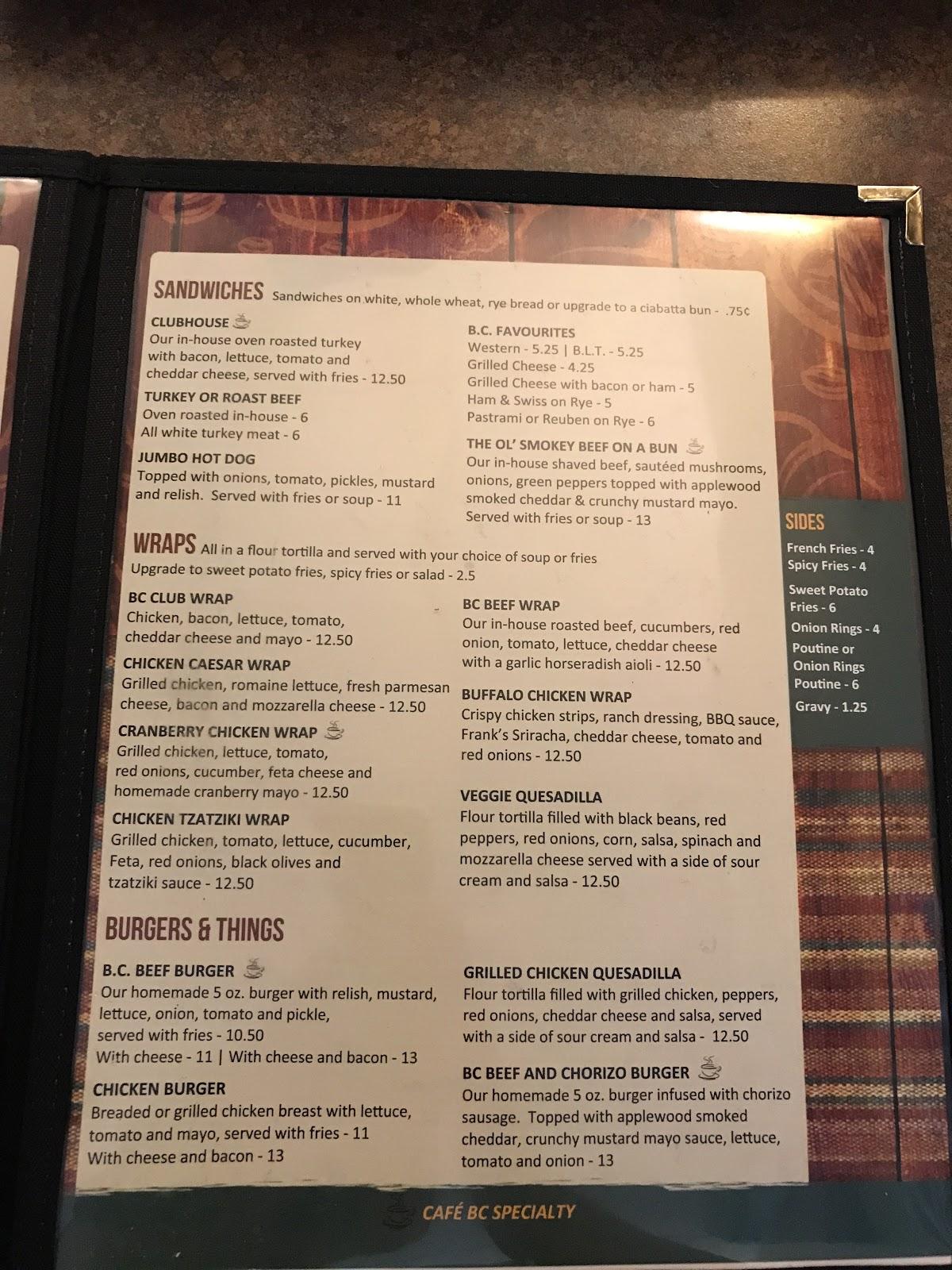 Menu at Café B C, Bancroft, ON-62