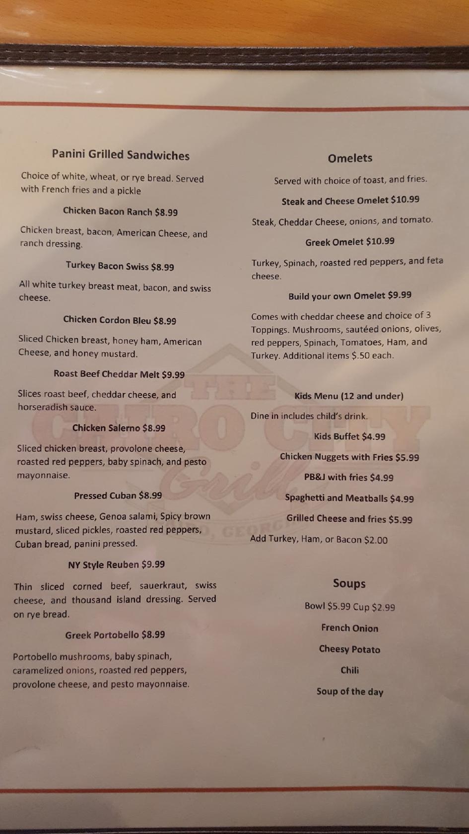 Menu at Cairo City Grill restaurant, Cairo