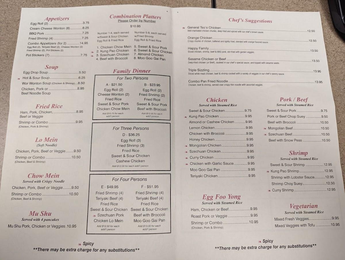 Menu at China Palace Restaurant, St. George