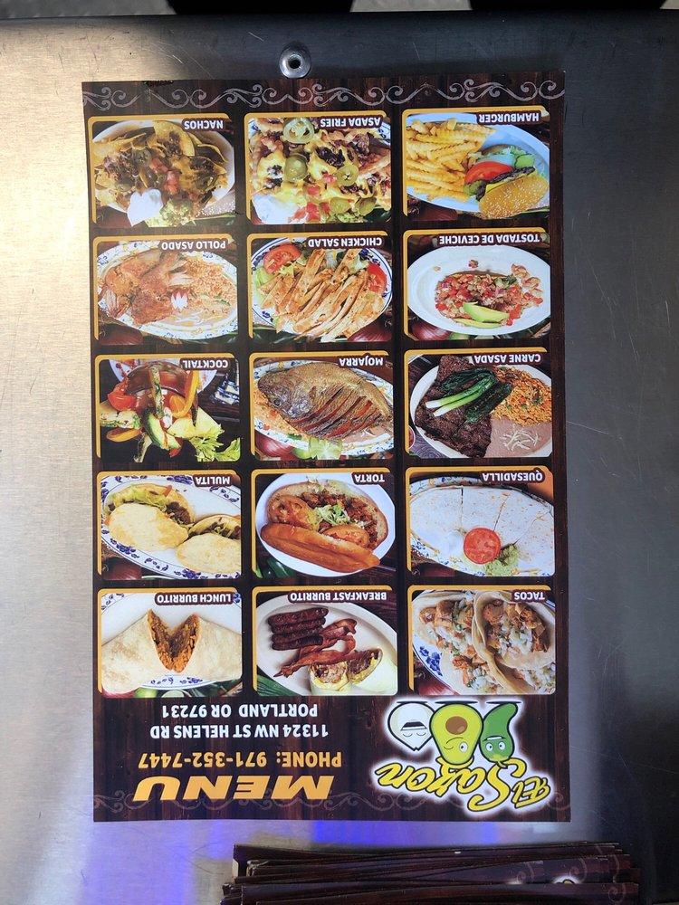 Menu at El Sazon restaurant, Portland, US-30