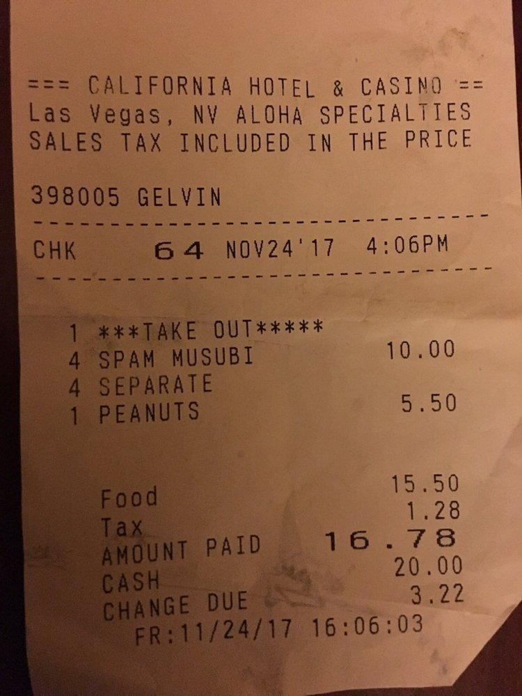 Menu at Aloha Specialties restaurant, Las Vegas