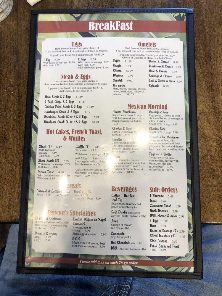 Menu at Cancun's Ameri-Mex Restaurant, Waxahachie, Corporate Parkway