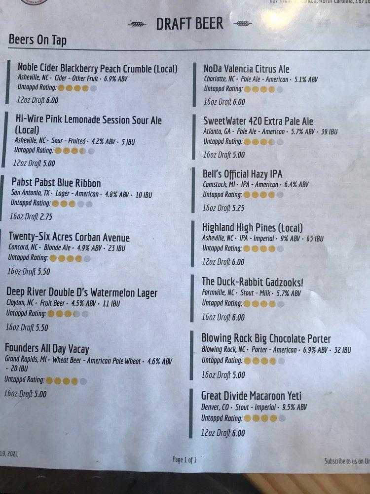 Menu at Southern Porch pub & bar, Canton