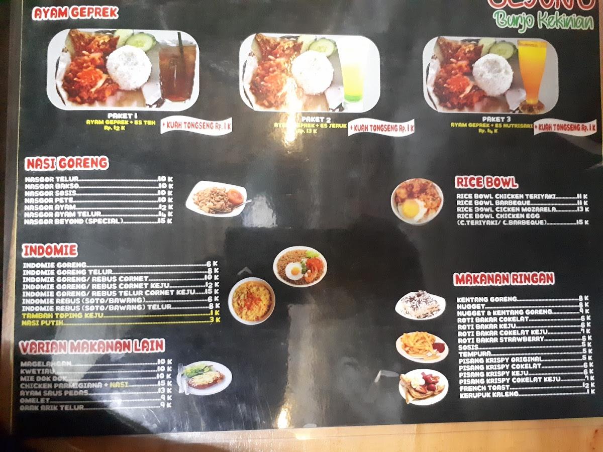 Menu at BEYOND (Burjo Kekinian) restaurant, Wedomartani
