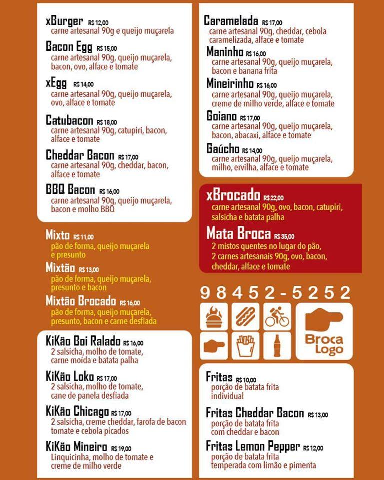 Menu at Broca Logo restaurant, Brazil