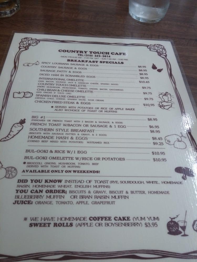 Menu at Country Touch Cafe, Torrance