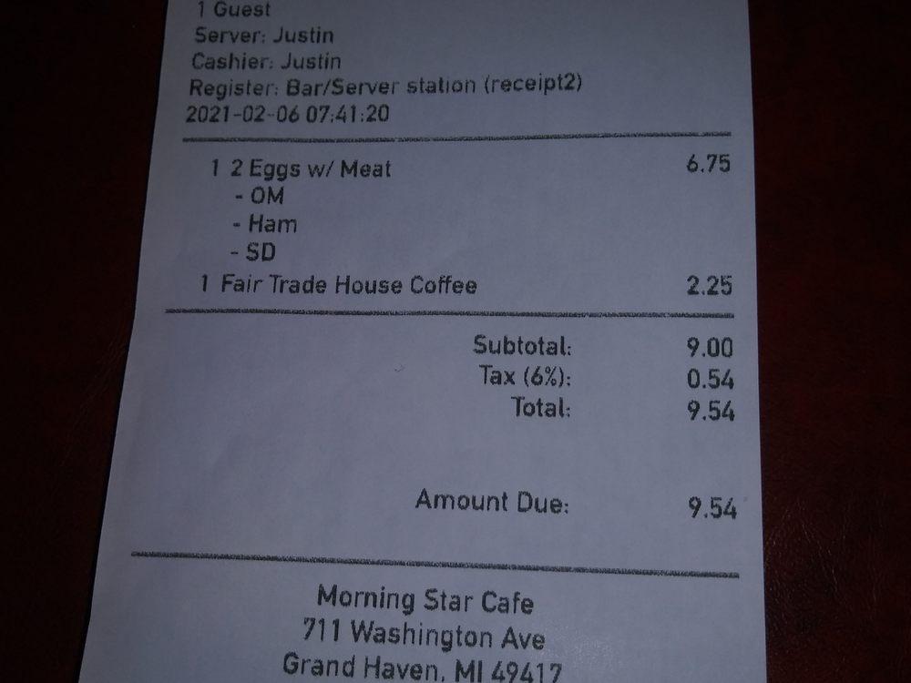 Menu at Morning Star Cafe, Grand Haven