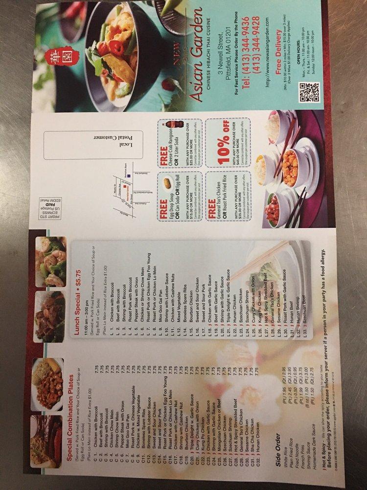 Menu at New Asian Garden restaurant, Pittsfield