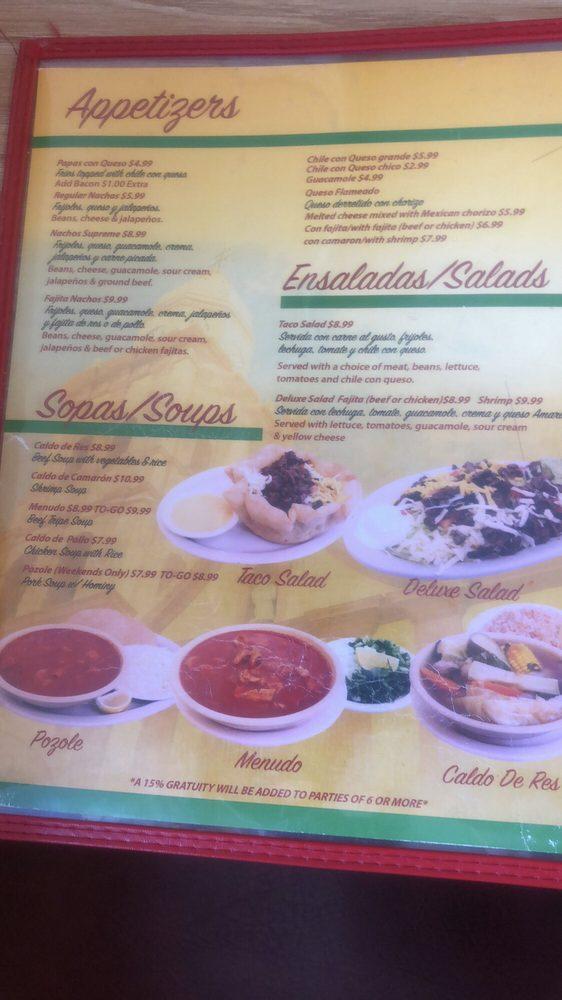 Menu at Rio Verde restaurant, Houston, Telephone Rd
