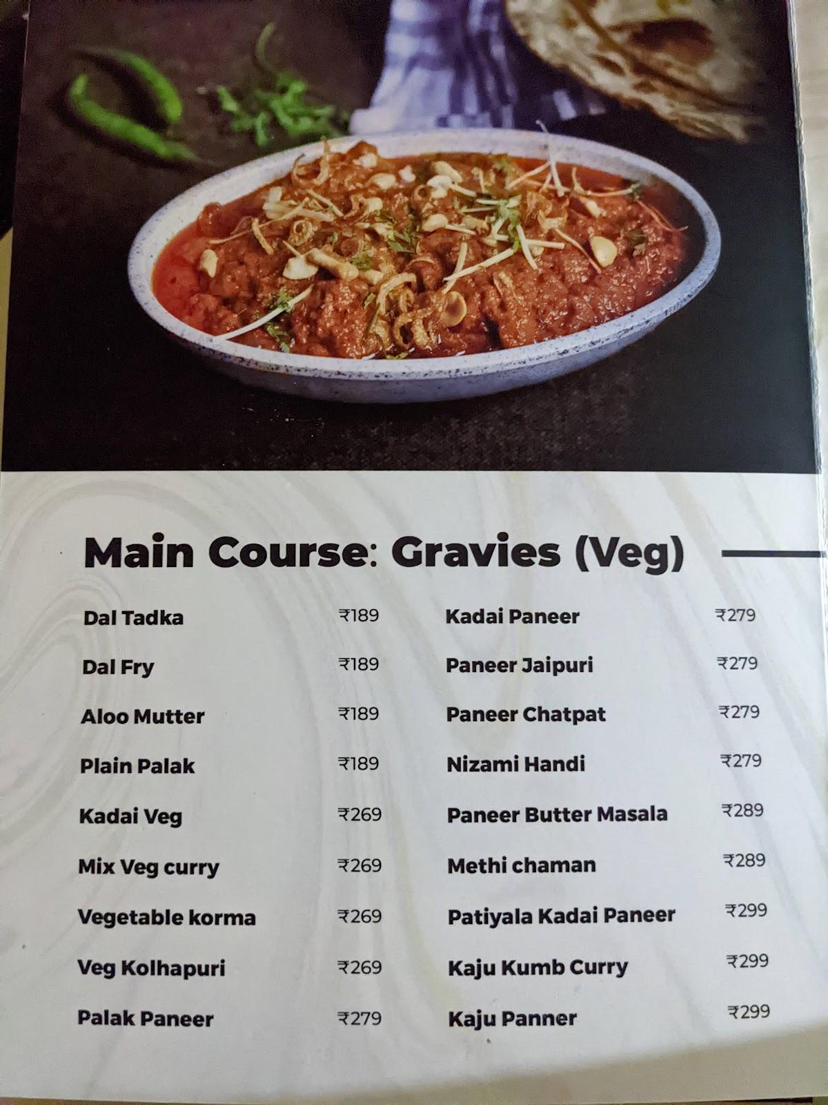 Menu at Tollgate - the eating house, Karimnagar