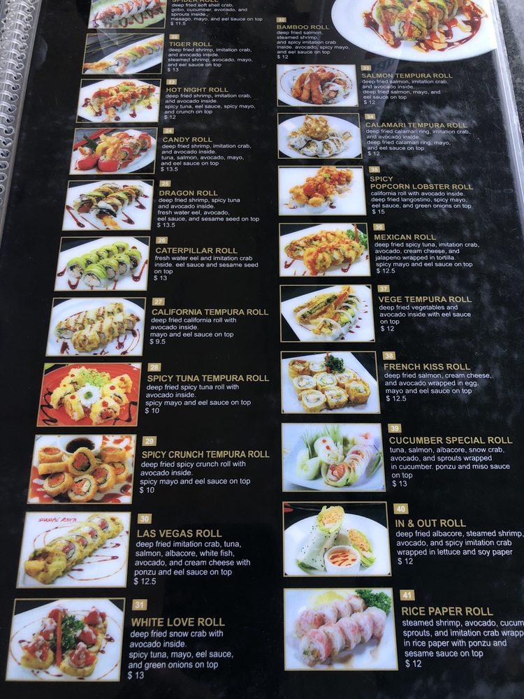 Menu at Sushi Kara restaurant, Long Beach