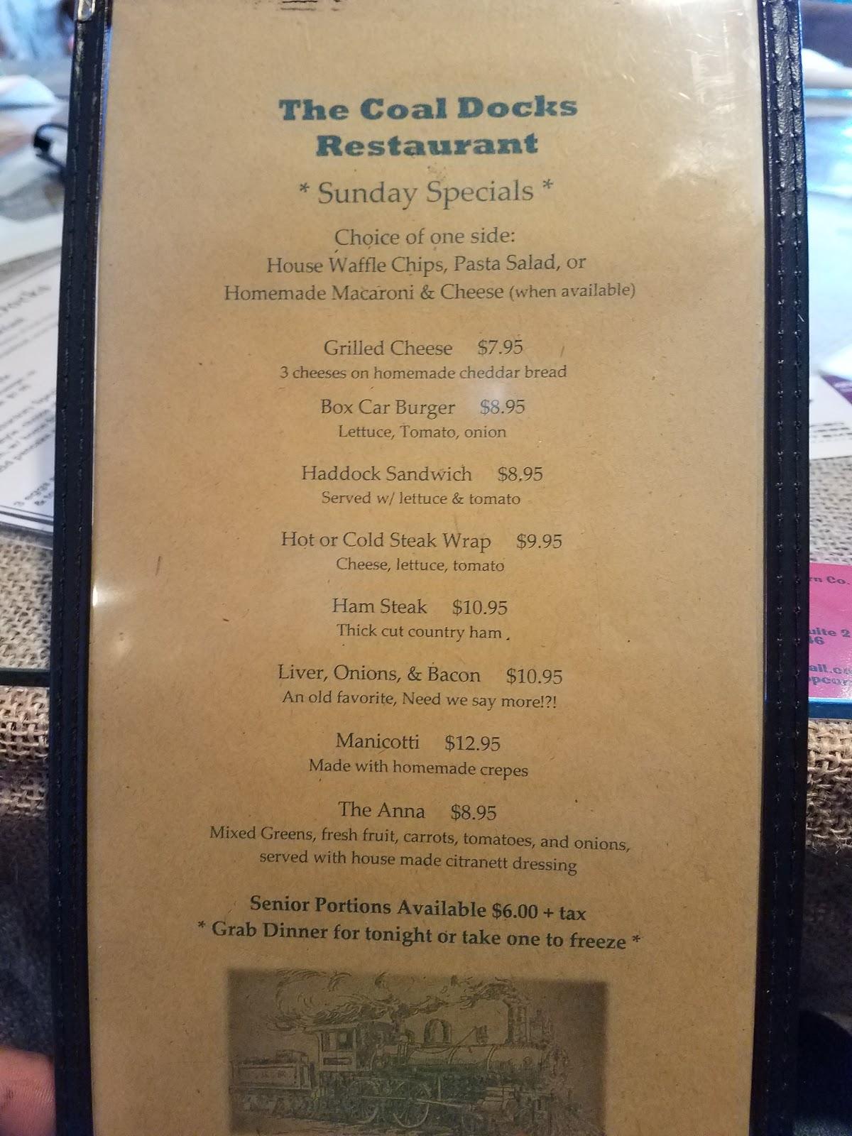 Menu at The Coal Docks Restaurant & Bar, Cape Vincent
