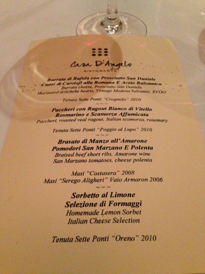 Menu at Casa D'Angelo Ristorante restaurant, Fort Lauderdale