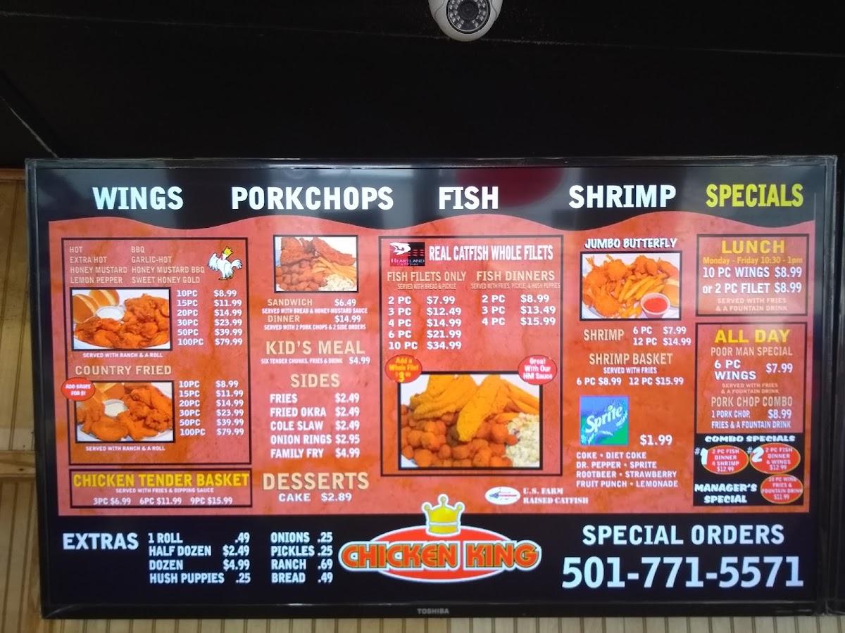Menu at Chicken King North Little Rock restaurant, North Little Rock