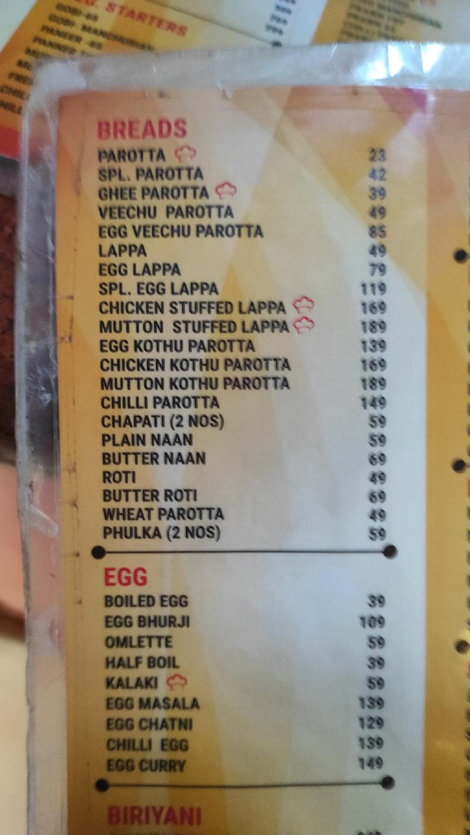Menu at Chidambaram New Moorthy Cafe, Chennai